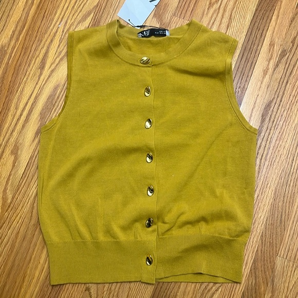 Zara | Tops | Nwt Zara Plain Knit Mustard Vest | Poshmark